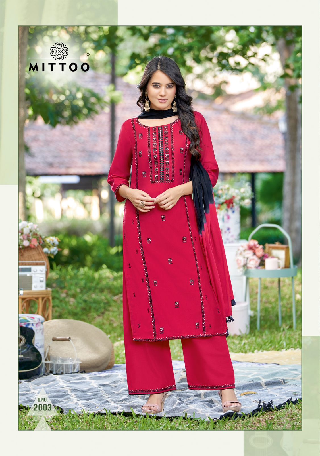 Roop By Mittoo Rayon Embroidery Kurti With Bottom Dupatta Wholesale ...