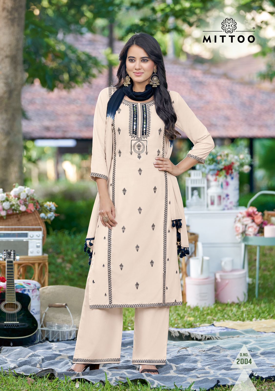 Roop By Mittoo Rayon Embroidery Kurti With Bottom Dupatta Wholesale ...