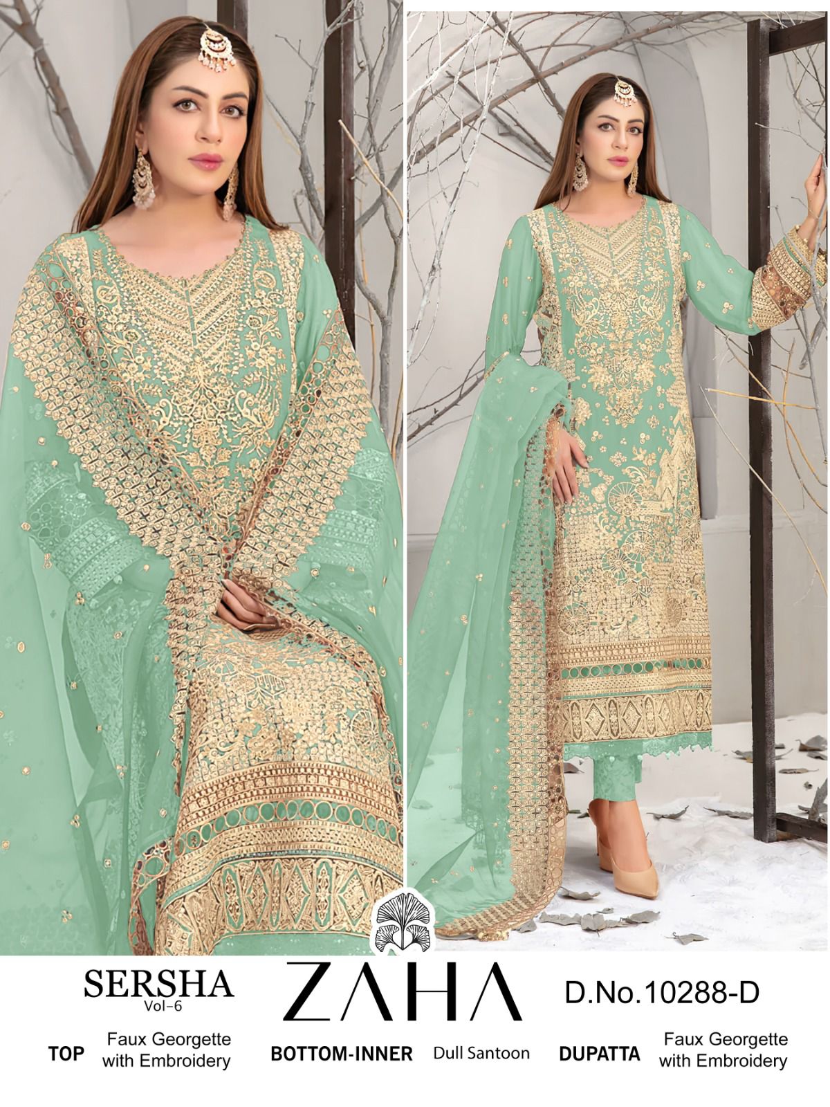 Sersha Vol 6 By Zaha 10288 A To D Georgette Pakistani Suits Wholesalers ...