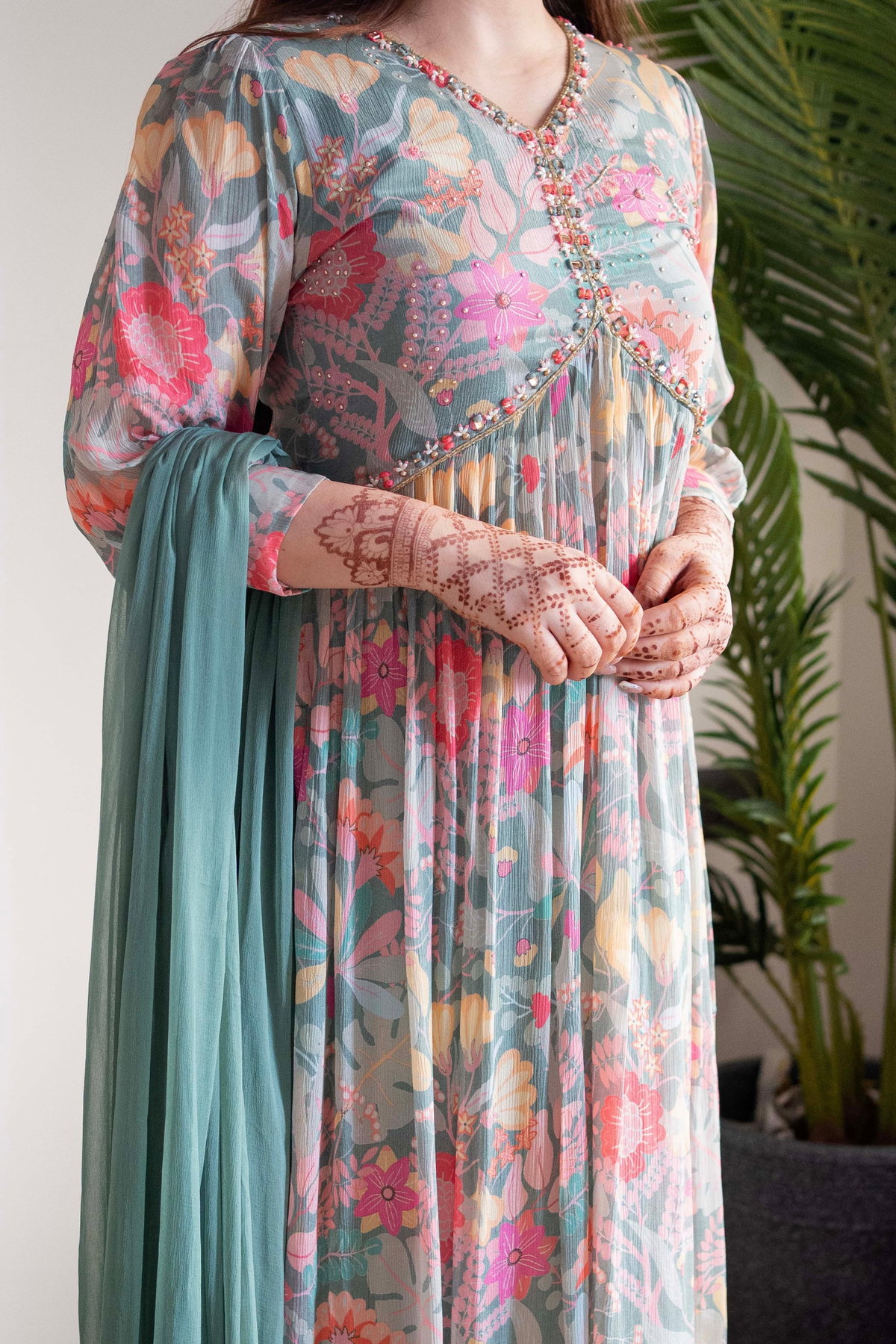 Mehera Green Floral Alia Cut Kurti With Bottom Catalog - The Ethnic World