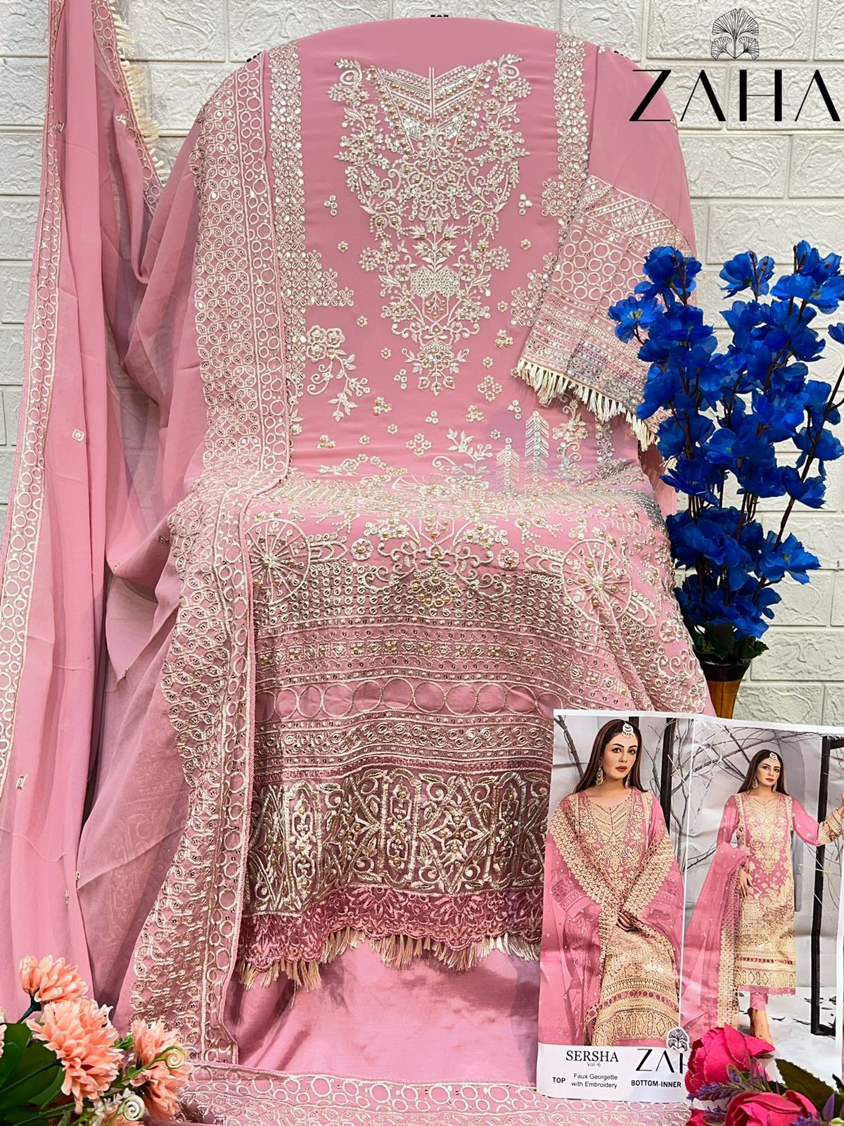 Sersha Vol 6 By Zaha 10288 A To D Georgette Pakistani Suits Wholesalers ...