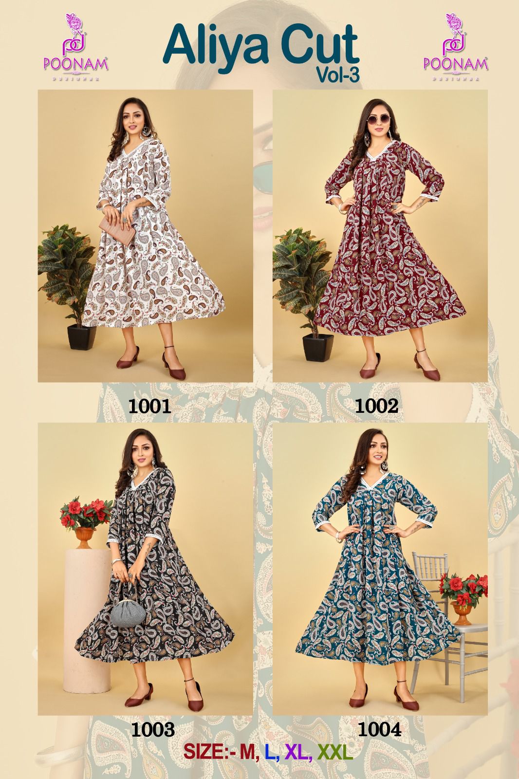 Aliya Cut Vol 3 By Poonam Printed Party Wear Kurtis Catalog - The ...