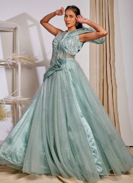 Sea Blue Colour Gypsy Anandam New Designer Party Wear Exclusive Net ...