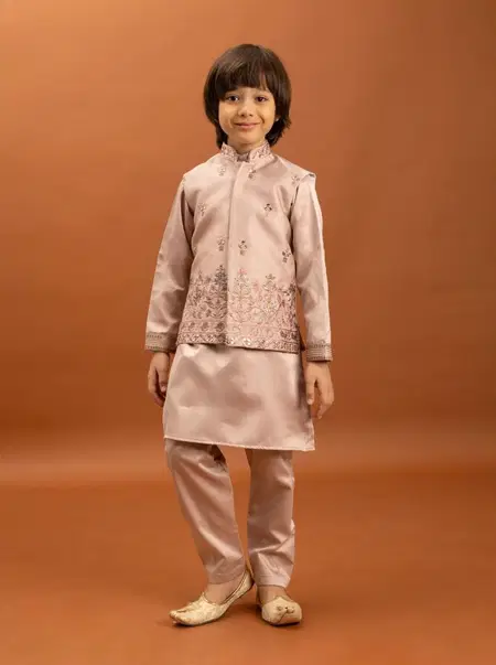 Ethni Kidz By Clleora Malai Satin Boys Wear kids Koti Kurta Pajama ...