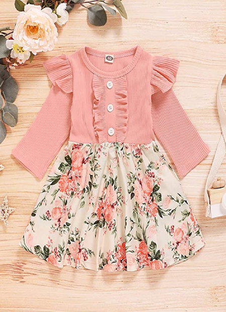 Archita 3214 Girls Flower Print Frock Kids Catalog - The Ethnic World
