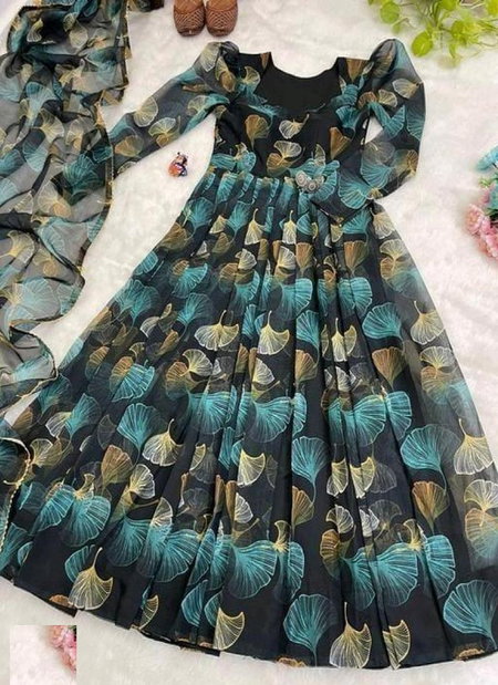 Gangour Nx Multiple Colourful Flower Maxy Gown Catalog - The Ethnic World