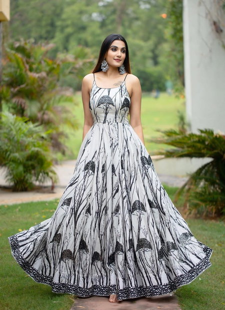 Nency Georgette Flared Gown Catalog - The Ethnic World