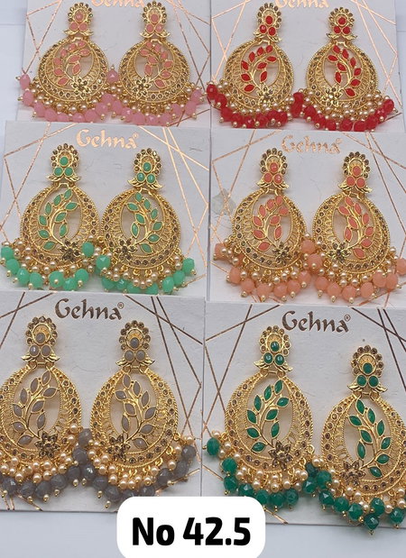 NR Fancy Pearls Diamond Metal Earrings Catalog - The Ethnic World