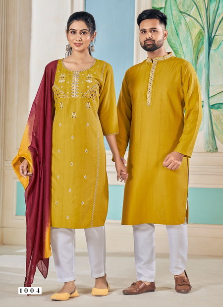 Royal Couple V 13 Embroidery Couple Wear Readymade Suits - The Ethnic World