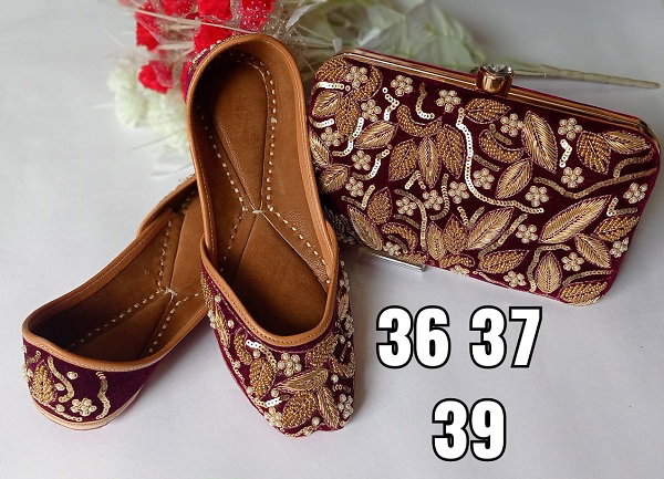New Stylish Fancy Wear Punjabi Jutti And Matching Combo Clutch - The ...