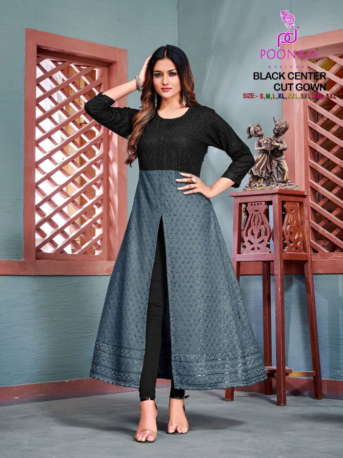 Poonam Black Center cut Gown Wholesale Designer Collection - The Ethnic ...