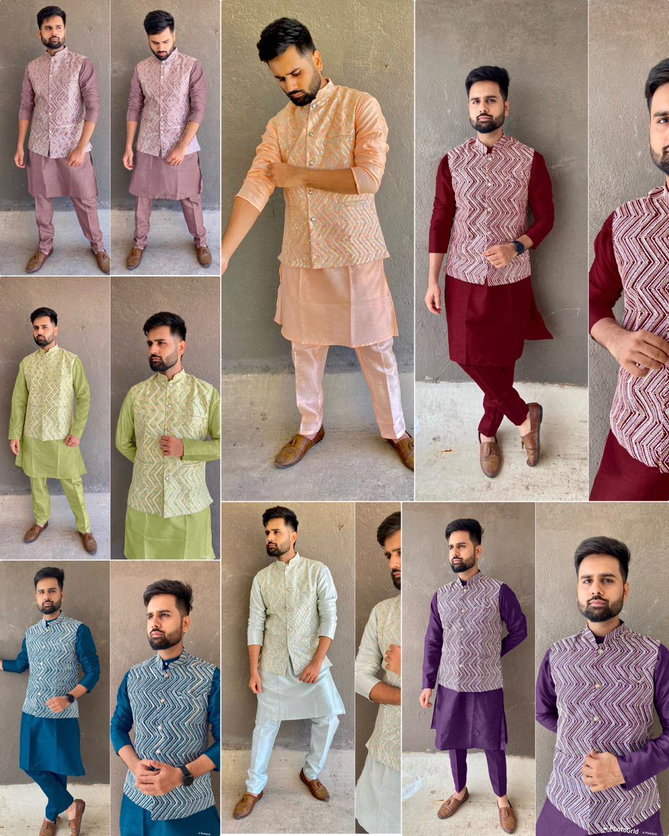 Manyavar Modi Jacket Kurta Pajama Catalog - The Ethnic World