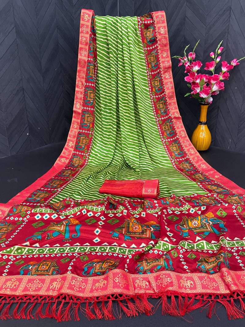 Kgm Bandhani Hathi less Silk Designer Saree Catalog - The Ethnic World