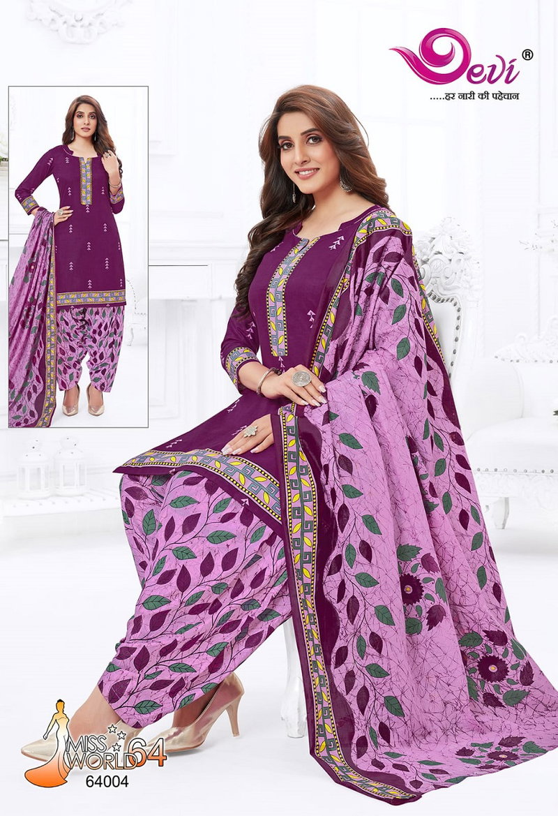 Devi Miss World 64 Wholesale Printed Cotton Dress Material Catalog ...