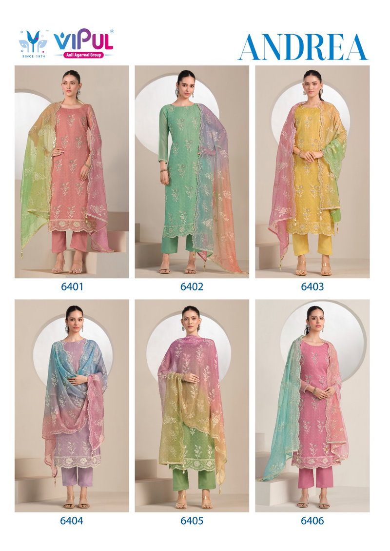 Andrea By Vipul Organza With Embroidery Salwar Suits Wholesale Shop In ...