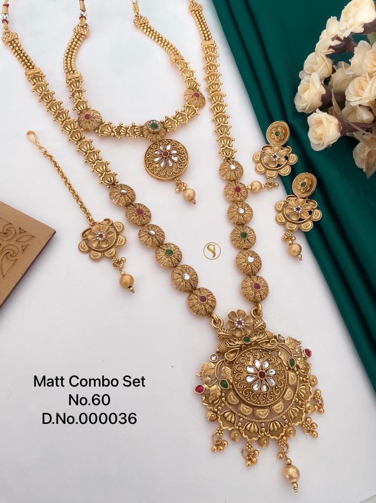 60 MH Matte Gold Combo Set Wholesale Market In Surat - The Ethnic World