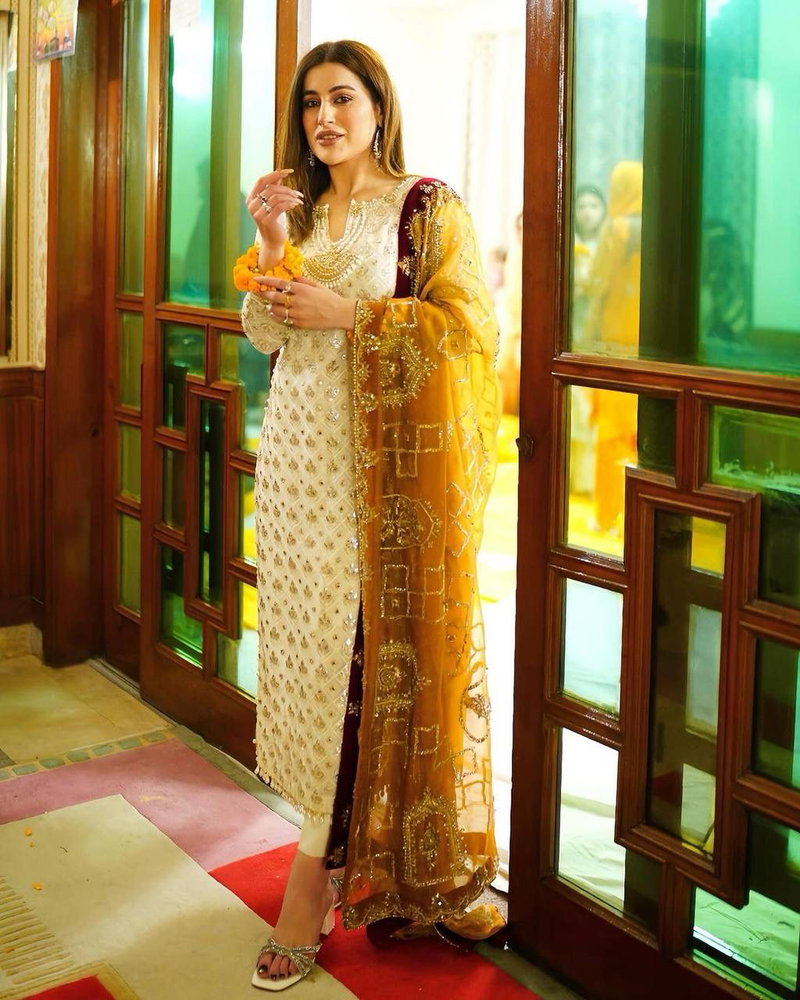 SR 1608 Heavy Embroidery Faux Georgette Function Wear Readymade Suit ...