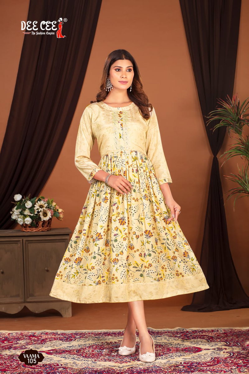 Vaama By Deecee Digital Printed Flared Long Kurti Wholesale Shop In ...