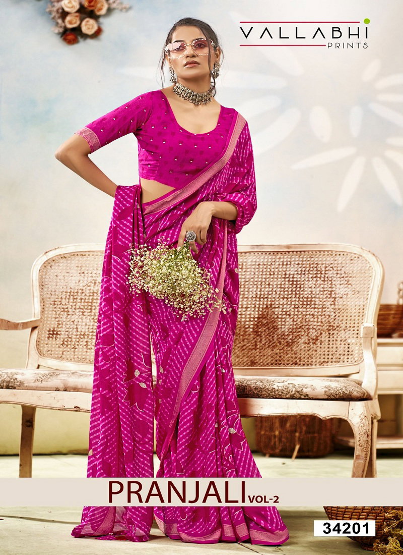 Pranjali Vol 2 By Vallabhi Moss Georgette Printed Wholesale Saree ...