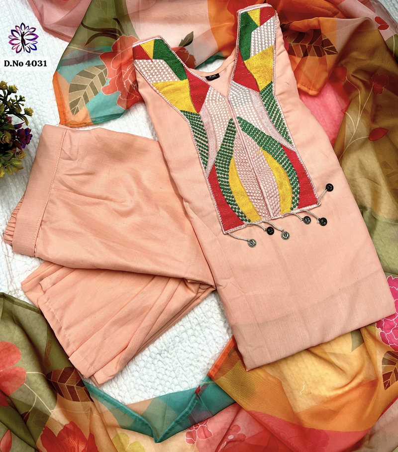 KF 4031 Kalaai Reyon Slub Embroidery Kurti With Bottom Dupatta Online ...