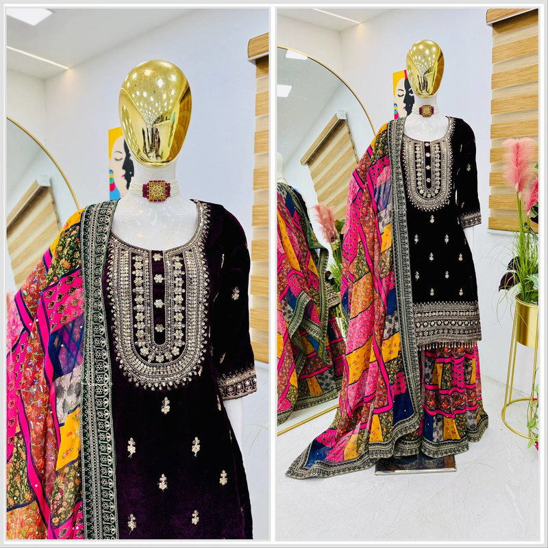 AK 9002 Velvet Embroidery Salwar Suits Wholesale Shop In Surat - The ...
