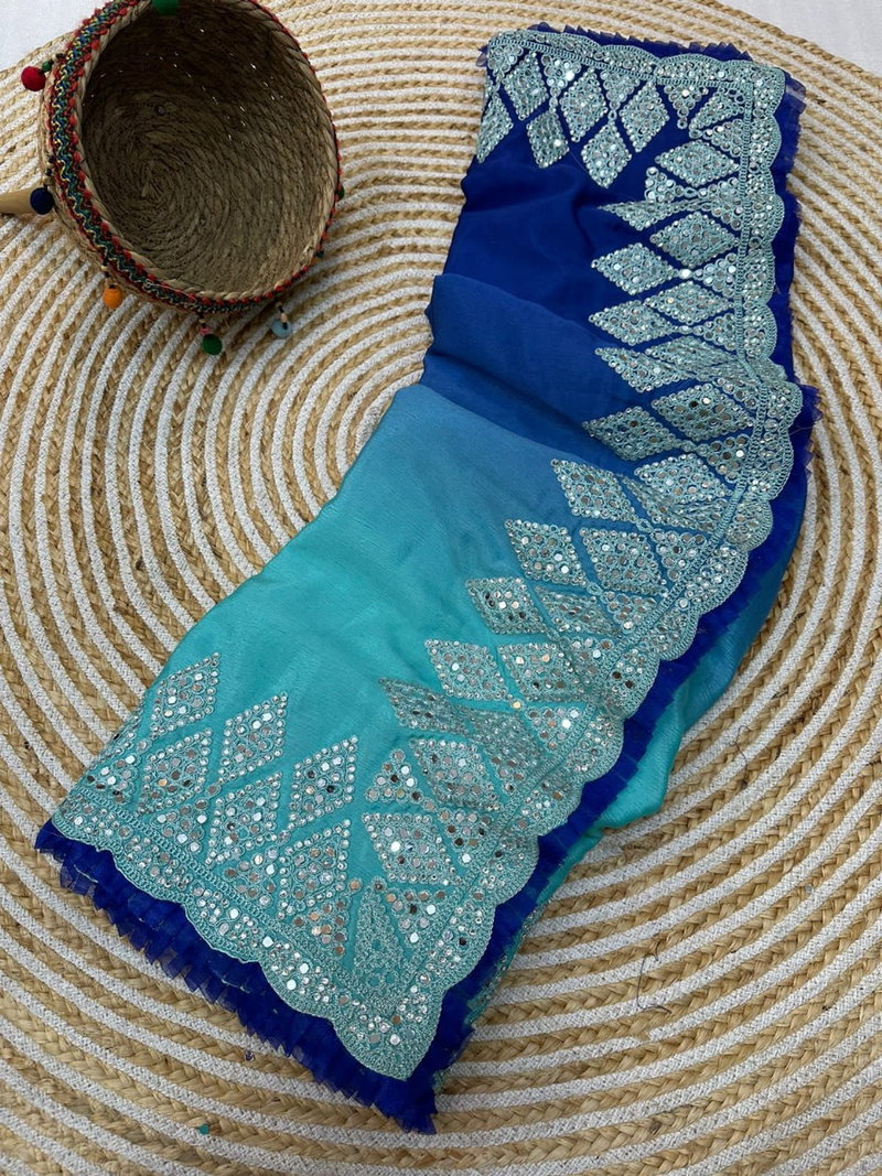 KajuKatri By Krishi Heavy Mirror Work Designer Sarees Catalog - The ...