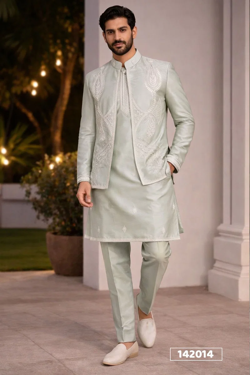 Outluk Wedding Collection Vol 142 Pure Donair Mens Modi Jacket Kurta ...