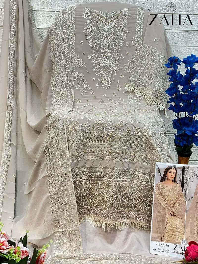 Sersha Vol 6 By Zaha 10288 A To D Georgette Pakistani Suits Wholesalers ...