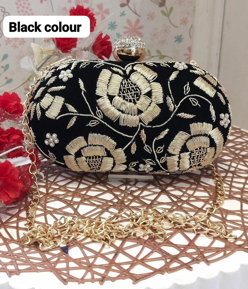 Womens Embroidery Design Round Oval Box Clutches Catalog - The Ethnic World