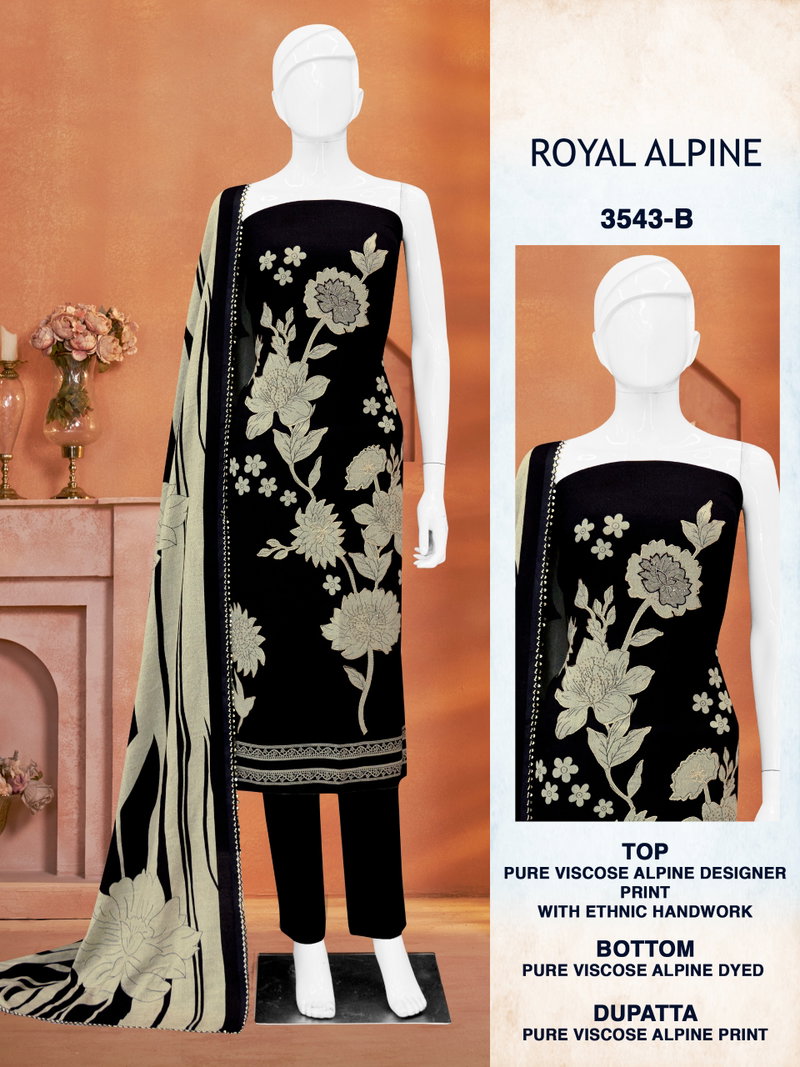 Royal Alpine 3543 By Bipson Pure Viscose Handwork Dress Material ...