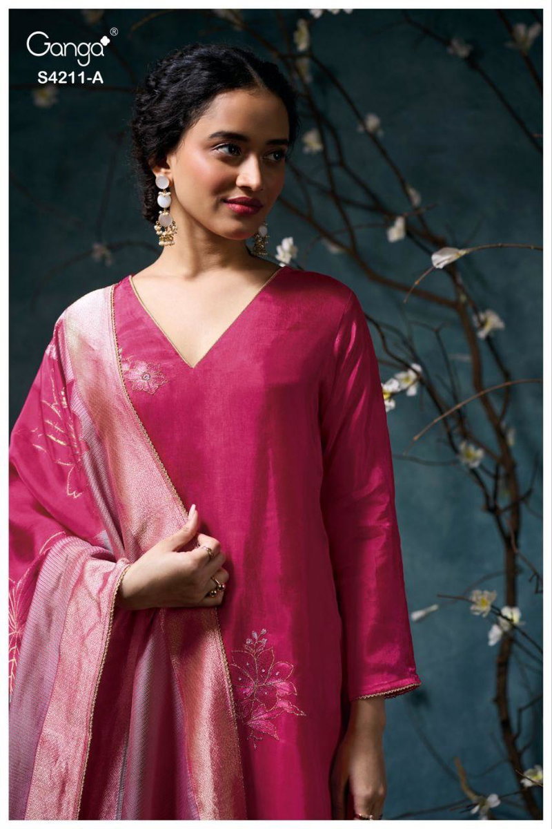 Manira 4211 By Ganga Bemberg Habutai Silk Wholesale Designer Salwar ...
