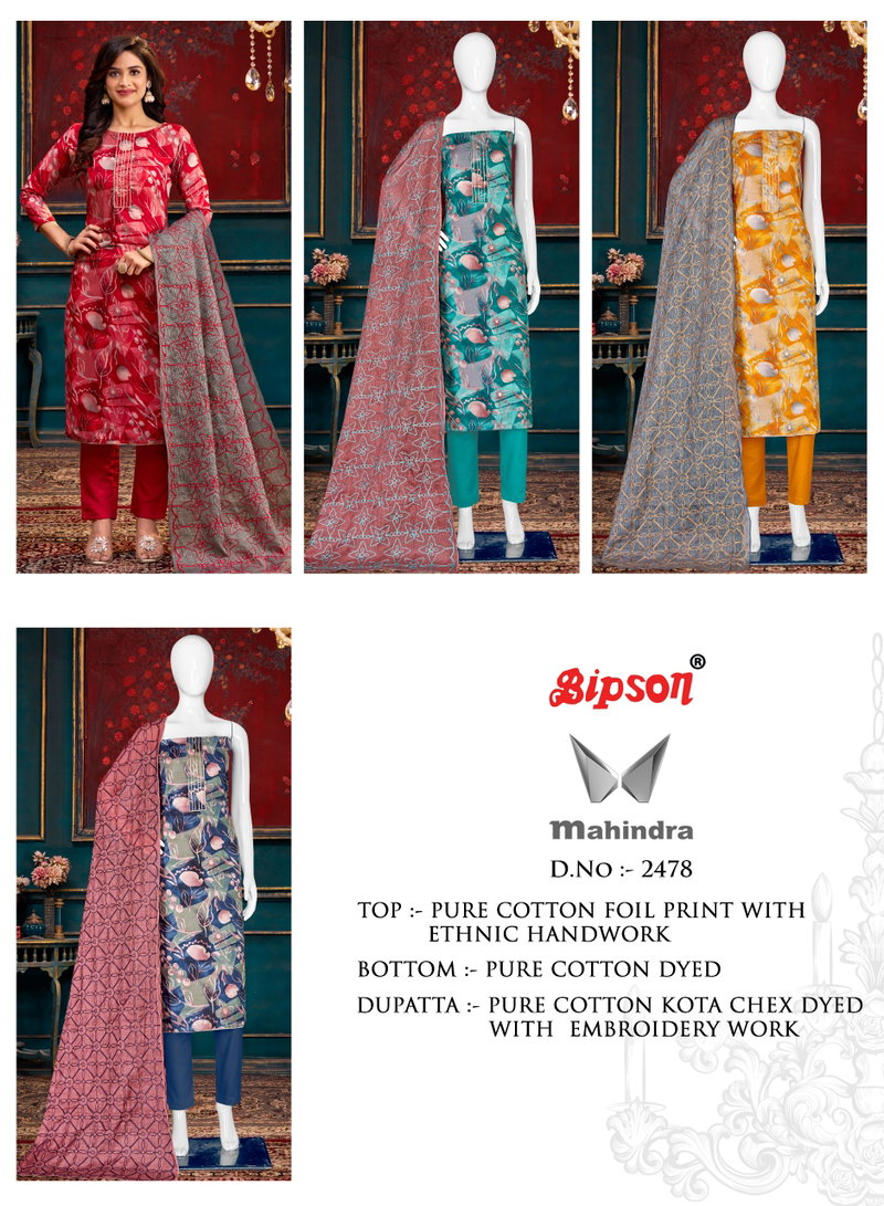 Mahindra 2478 By Bipson Printed Cotton Dress Material Wholesale ...