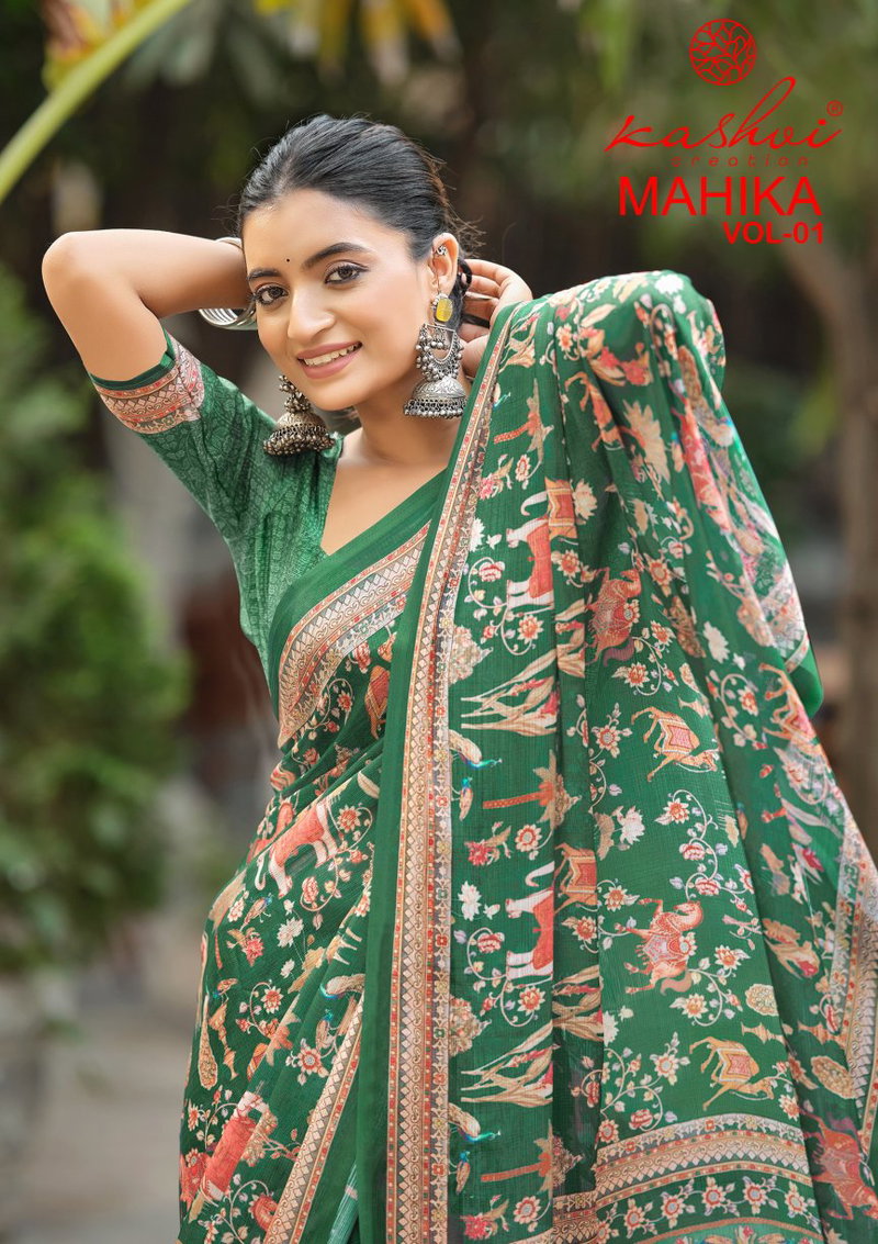 Mahika Vol 1 By Kashvi Chiffon Printed Daily Wear Saree Wholesalers In ...