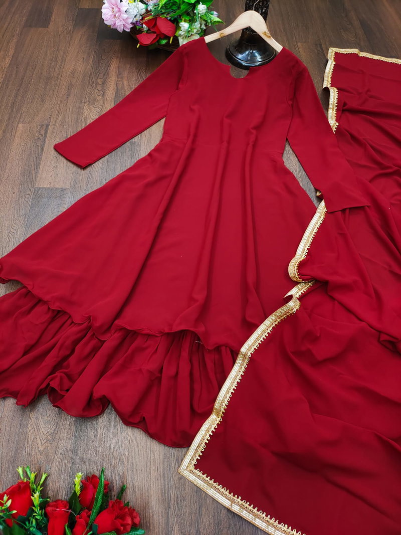 Bhargavi By Strawberry Dupatta With Gown Catalog - The Ethnic World