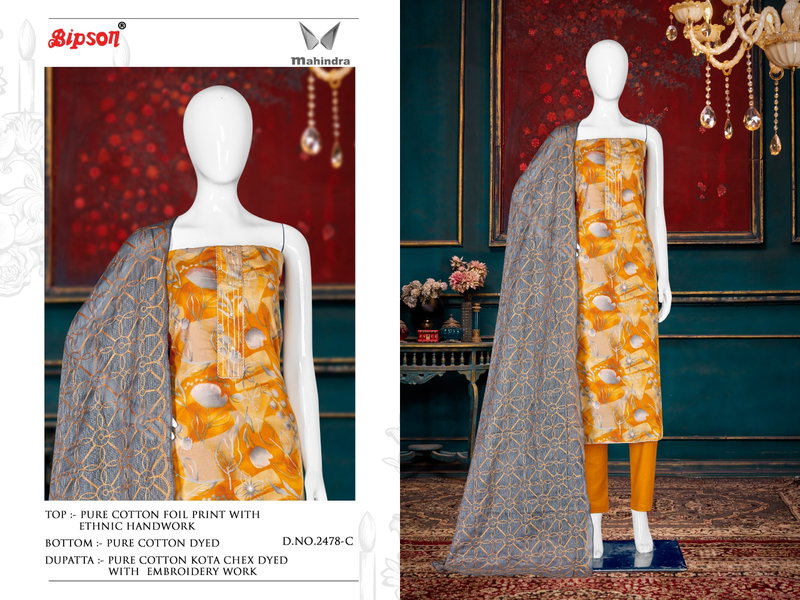 Mahindra 2478 By Bipson Printed Cotton Dress Material Wholesale ...