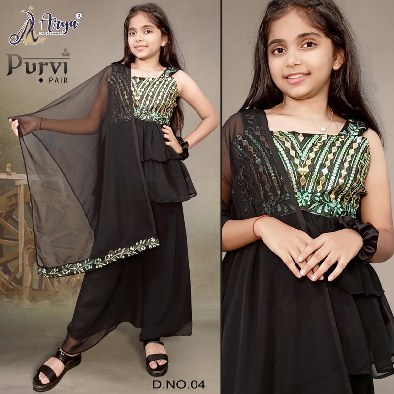 Purvi By Arya Georgette Festive Sharara Suits Kids Catalog - The Ethnic ...