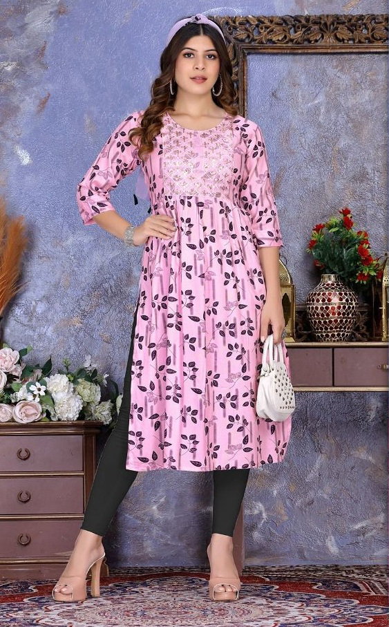 New Riyaa Smart Girl 2 Heavy Rayon Fancy Wear Embroidery Kurti ...