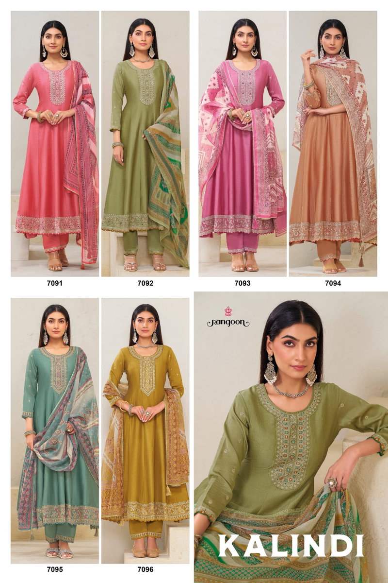 Kalindi by Rangoon Silk Anarkali Kurti With Bottom Dupatta Wholesale ...