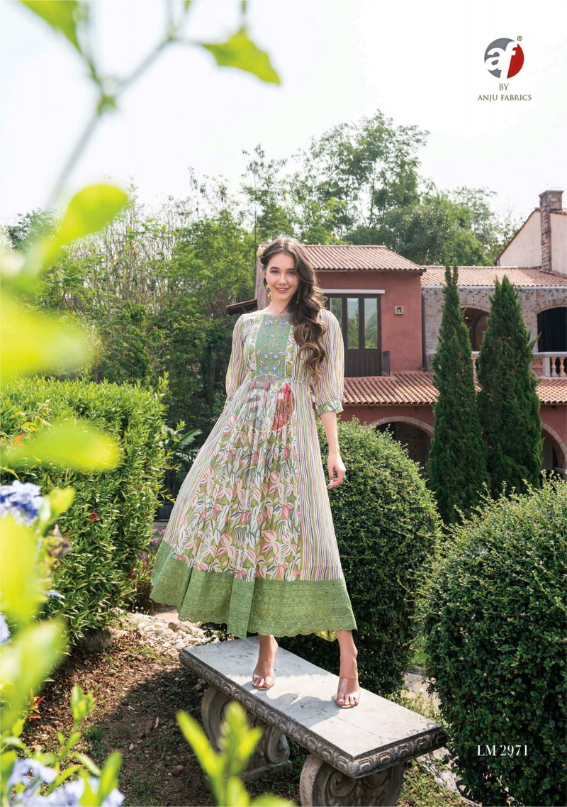Lime Light Vol 2 By Af Malai Cotton Printed Long Kurtis Wholesale Shop ...