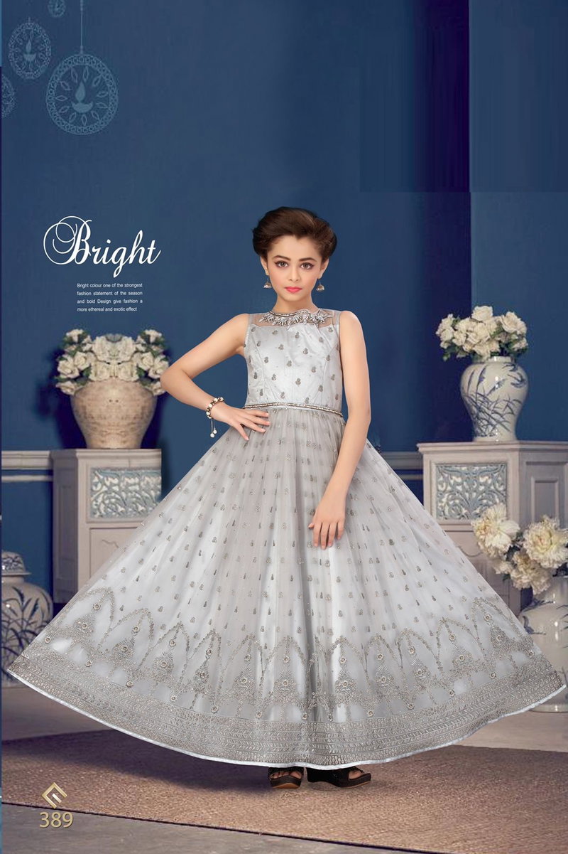 Milky Way 389 Fancy Wear Heavy Net Wholesale Kids Gown Collection - The ...
