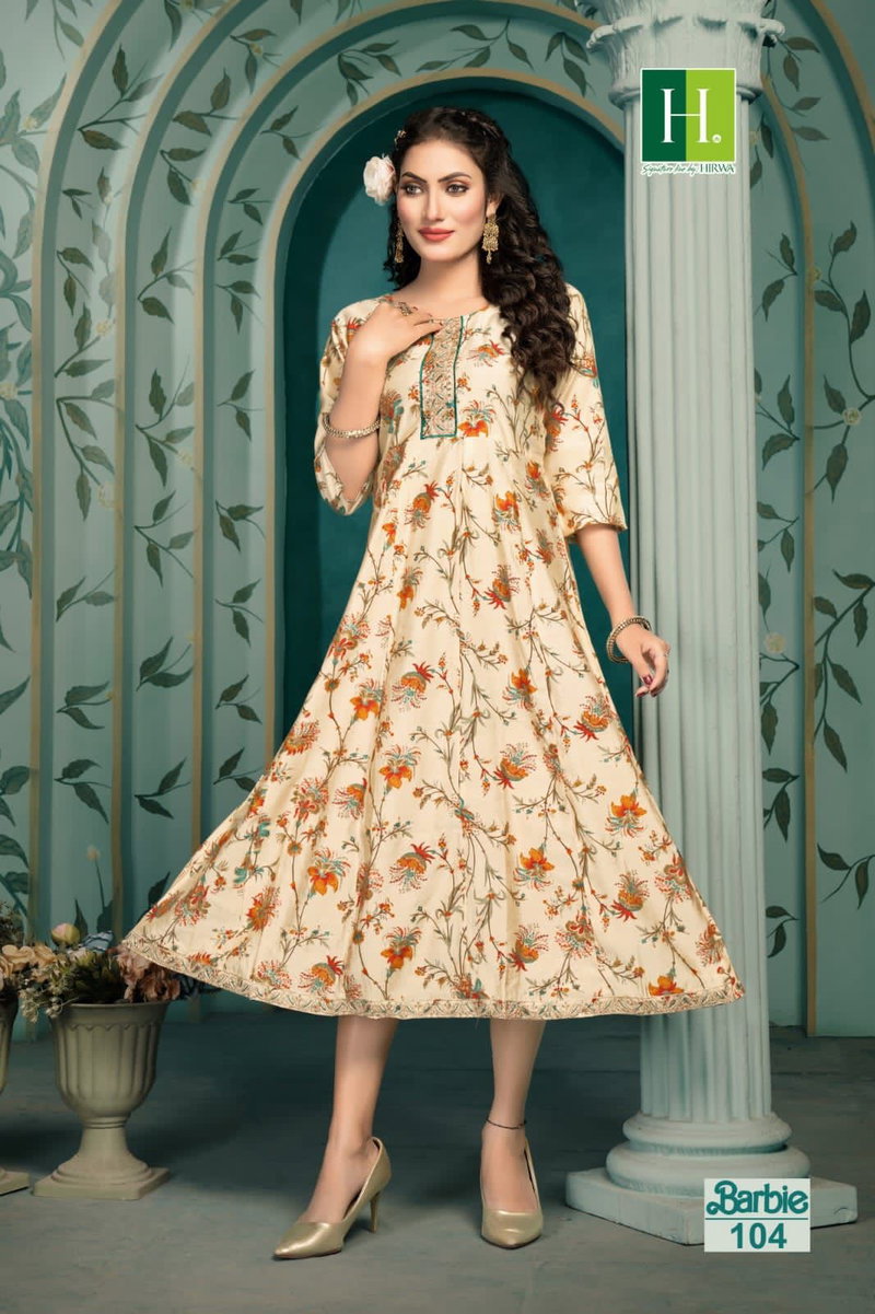 Hirwa Barbie Modal Designer Kurtis Catalog - The Ethnic World