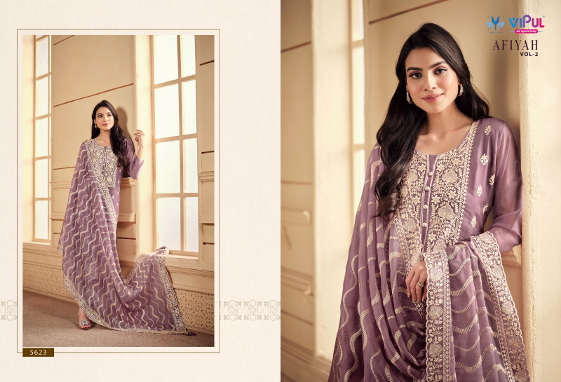 Afiyah Vol 2 By Vipul Organza Embroidery Designer Salwar Suits ...