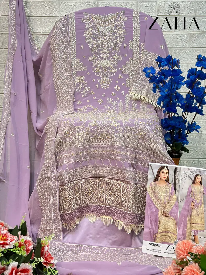 Sersha Vol 6 By Zaha 10288 A To D Georgette Pakistani Suits Wholesalers ...