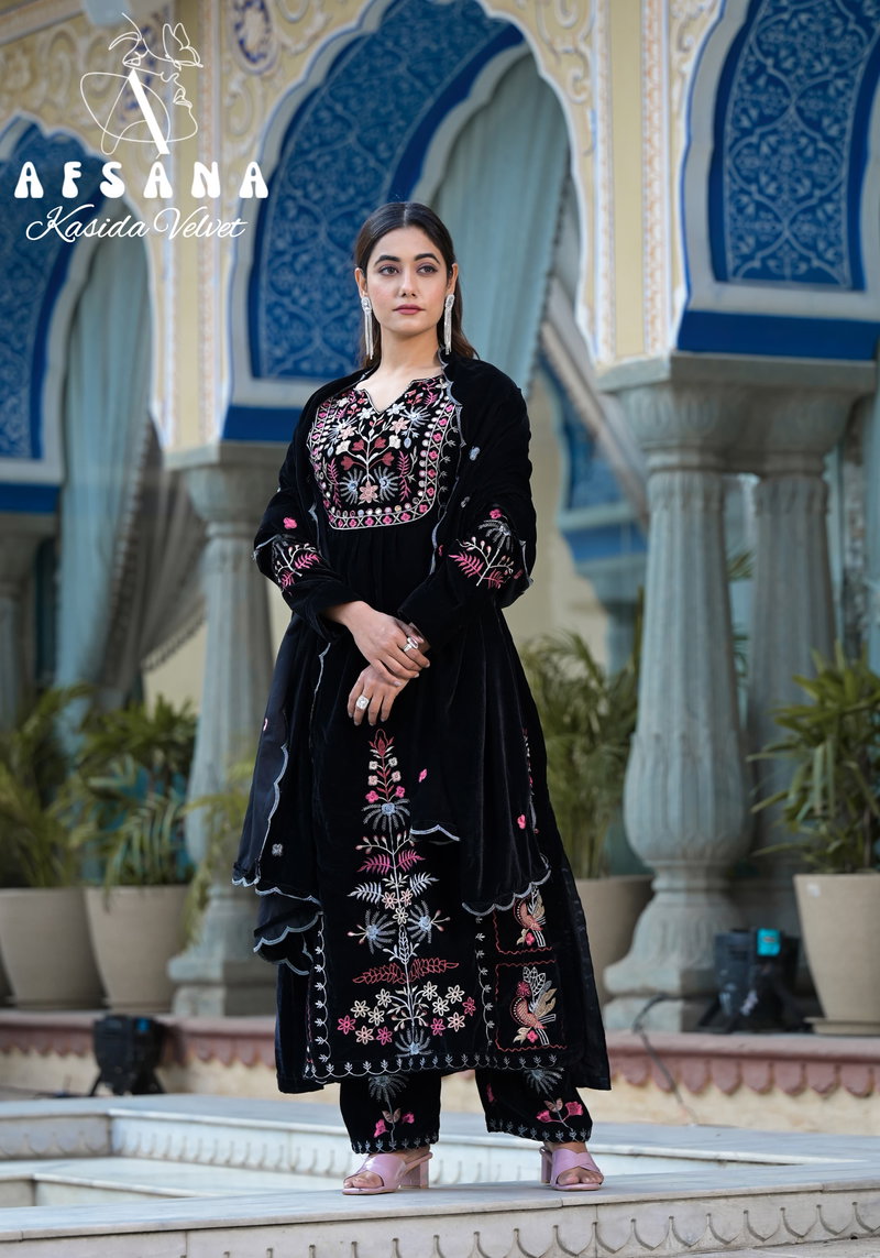 Afsana By Kasida Velvet Heavy Readymade Suits Catalog - The Ethnic World