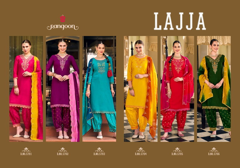 Lajja By Rangoon Muslin Embroidery Punjabi Patiyala Suits Wholesale In ...