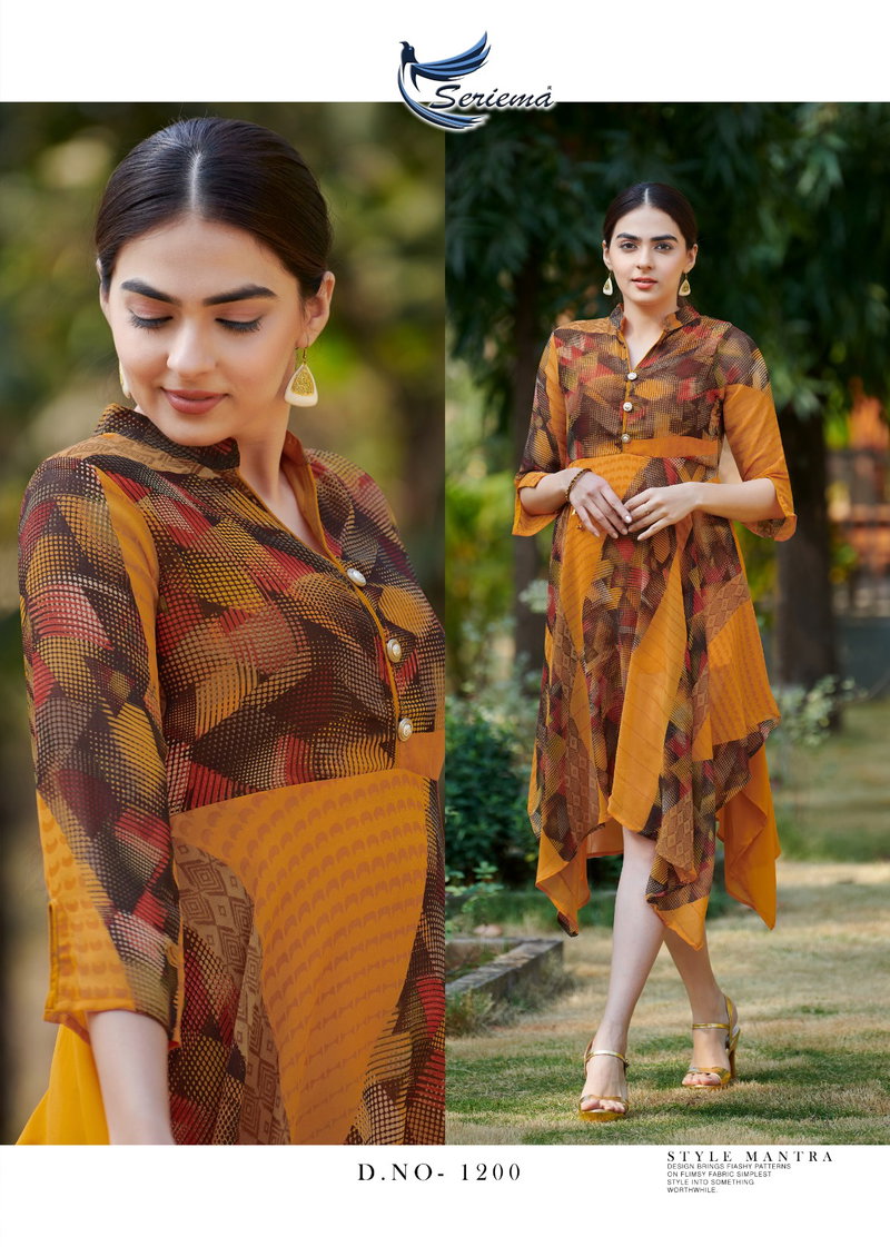 Seriema Kumb Shyner Printed Georgette Kurtis Catalog - The Ethnic World