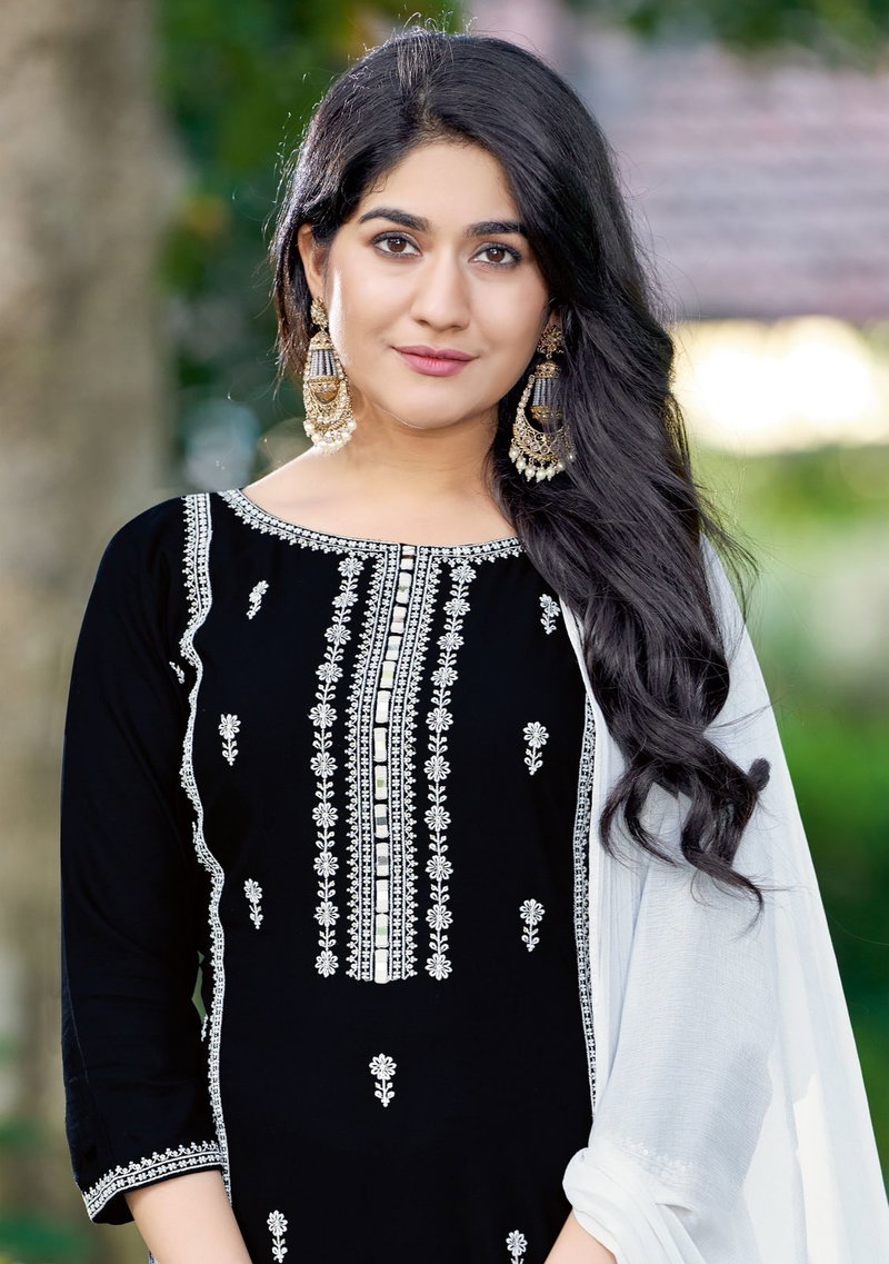 Roop By Mittoo Rayon Embroidery Kurti With Bottom Dupatta Wholesale ...