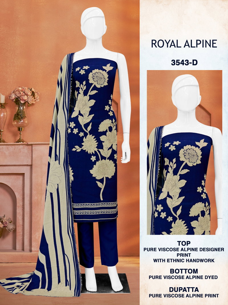Royal Alpine 3543 By Bipson Pure Viscose Handwork Dress Material ...