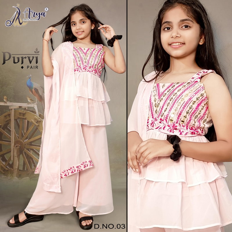 Purvi By Arya Georgette Festive Sharara Suits Kids Catalog - The Ethnic ...