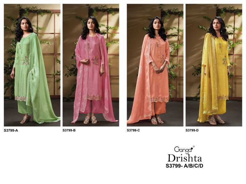 Drishta 3799 By Ganga Pure Bemberg Printed Online Designer Salwar Suit ...